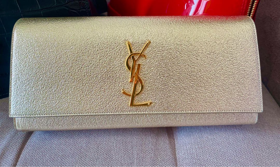 YSL champagne gold clutch (limited edition), Women's Fashion, Bags ...