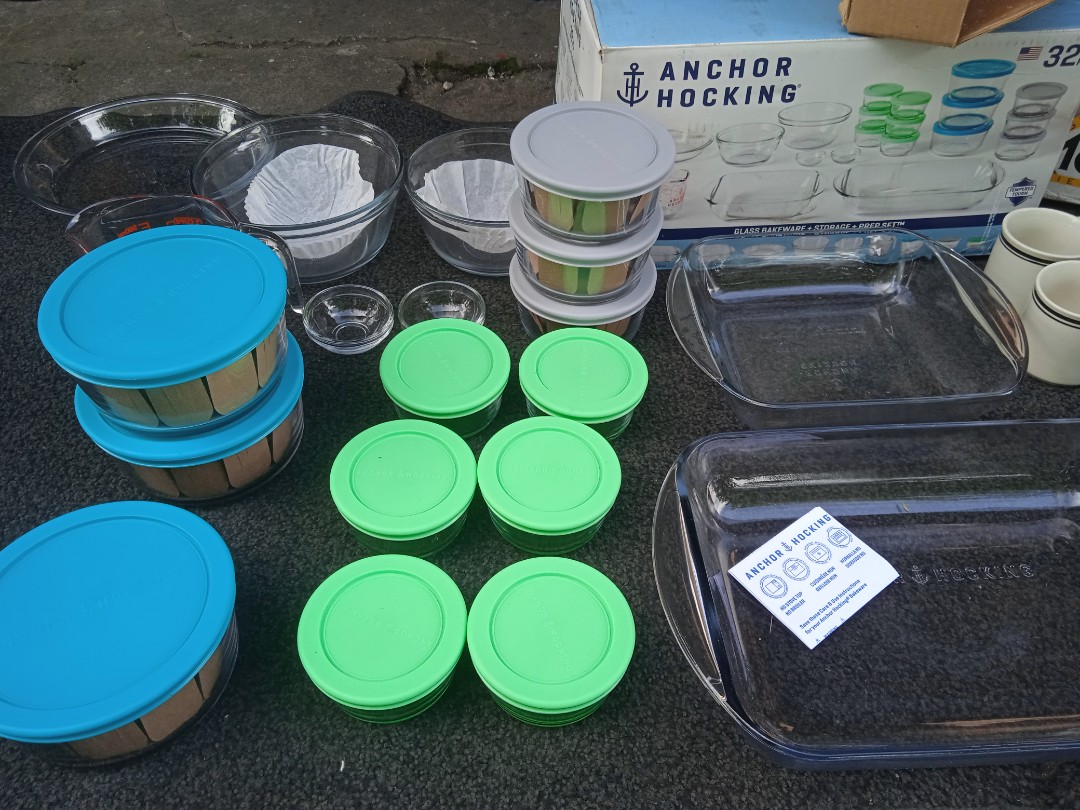 ANCHOR HOCKING GLASS BAKEWARE STORAGE & PREP SET, Furniture & Home ...