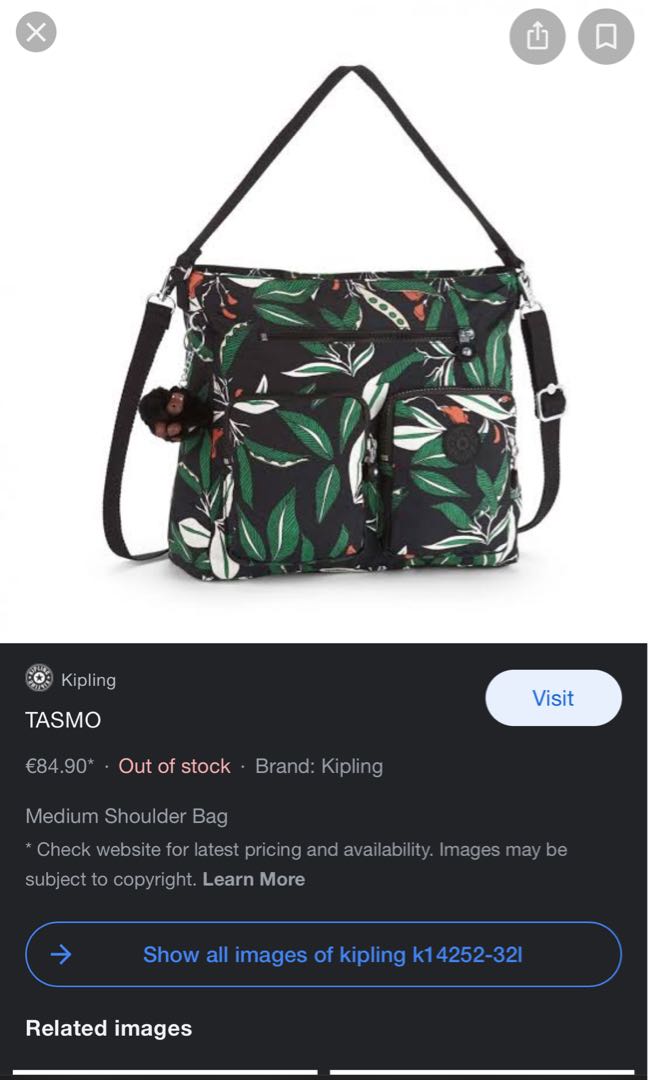 Auth Kipling TASMO two way bag, Women's Fashion, Bags & Wallets ...