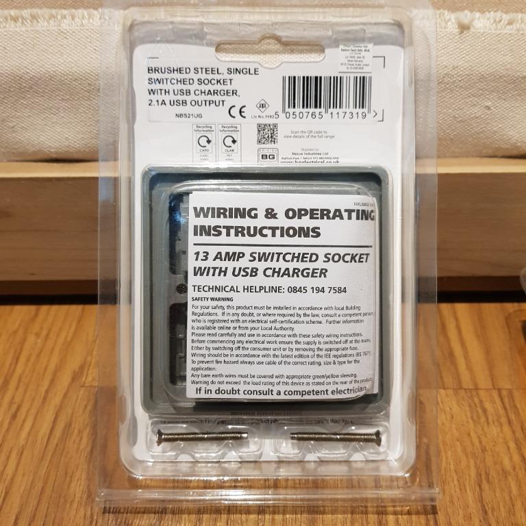 Electrical 3 Pin Plug Switch Socket With 2.1A USB Charger, TV & Home ...