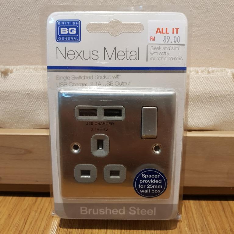 Electrical 3 Pin Plug Switch Socket With 2.1A USB Charger, TV & Home ...