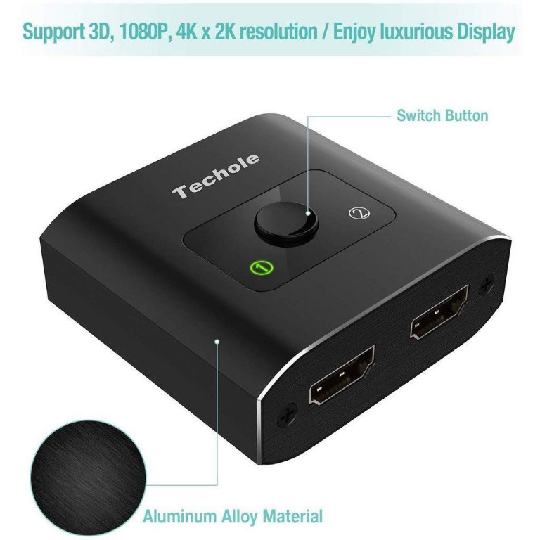 HDMI Switch 4K HDMI Splitter Techole Aluminum Bi-Directional HDMI Switcher 2 Input 1 Output ...