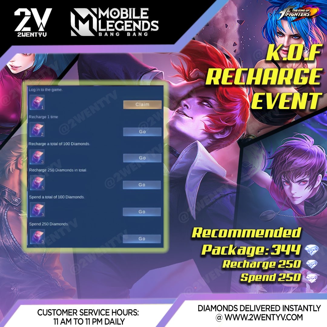 KOF Recharge Event PHASE 1 Mobile Legends diamond topup, Video Gaming ...