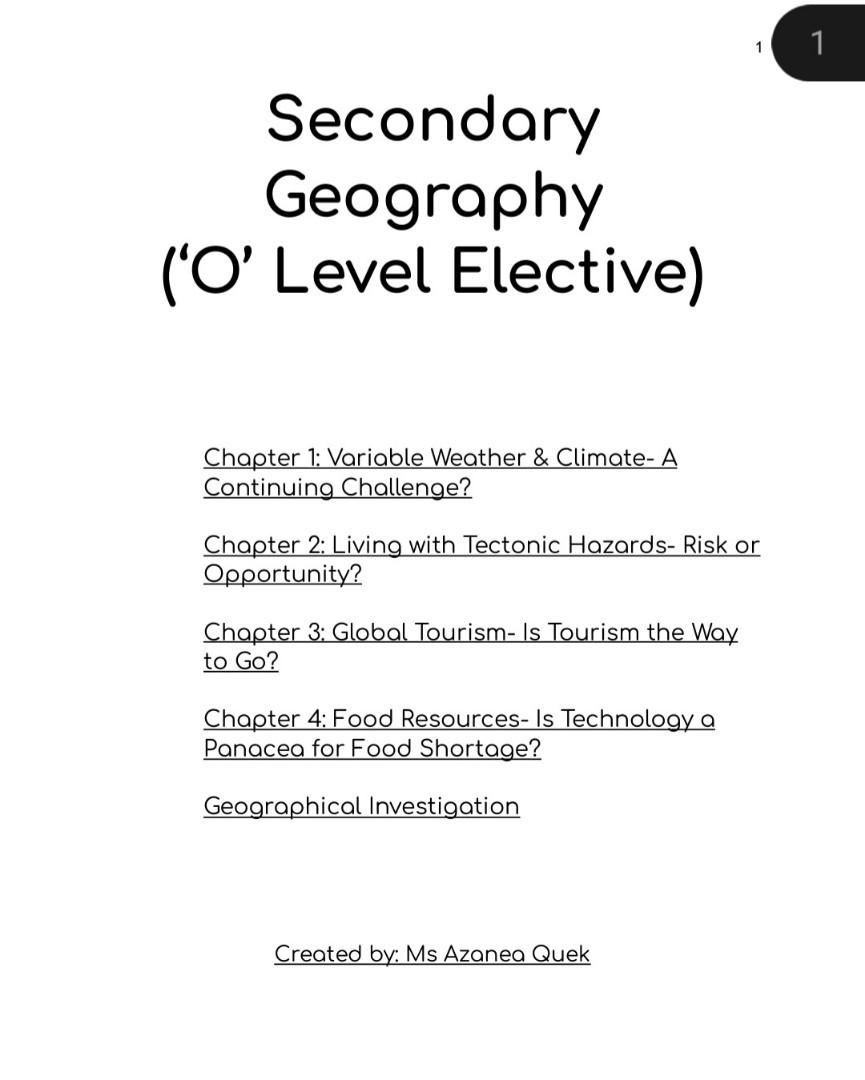 OLEVEL/NLEVEL GEOGRAPHY NOTES, Everything Else on Carousell