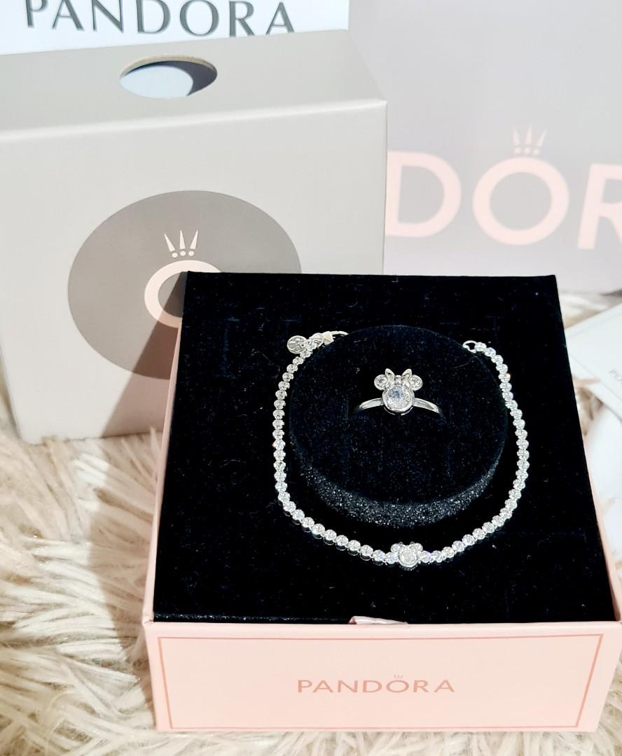 Pandora minnie mouse tennis bracelet set w ring, Women's Fashion ...