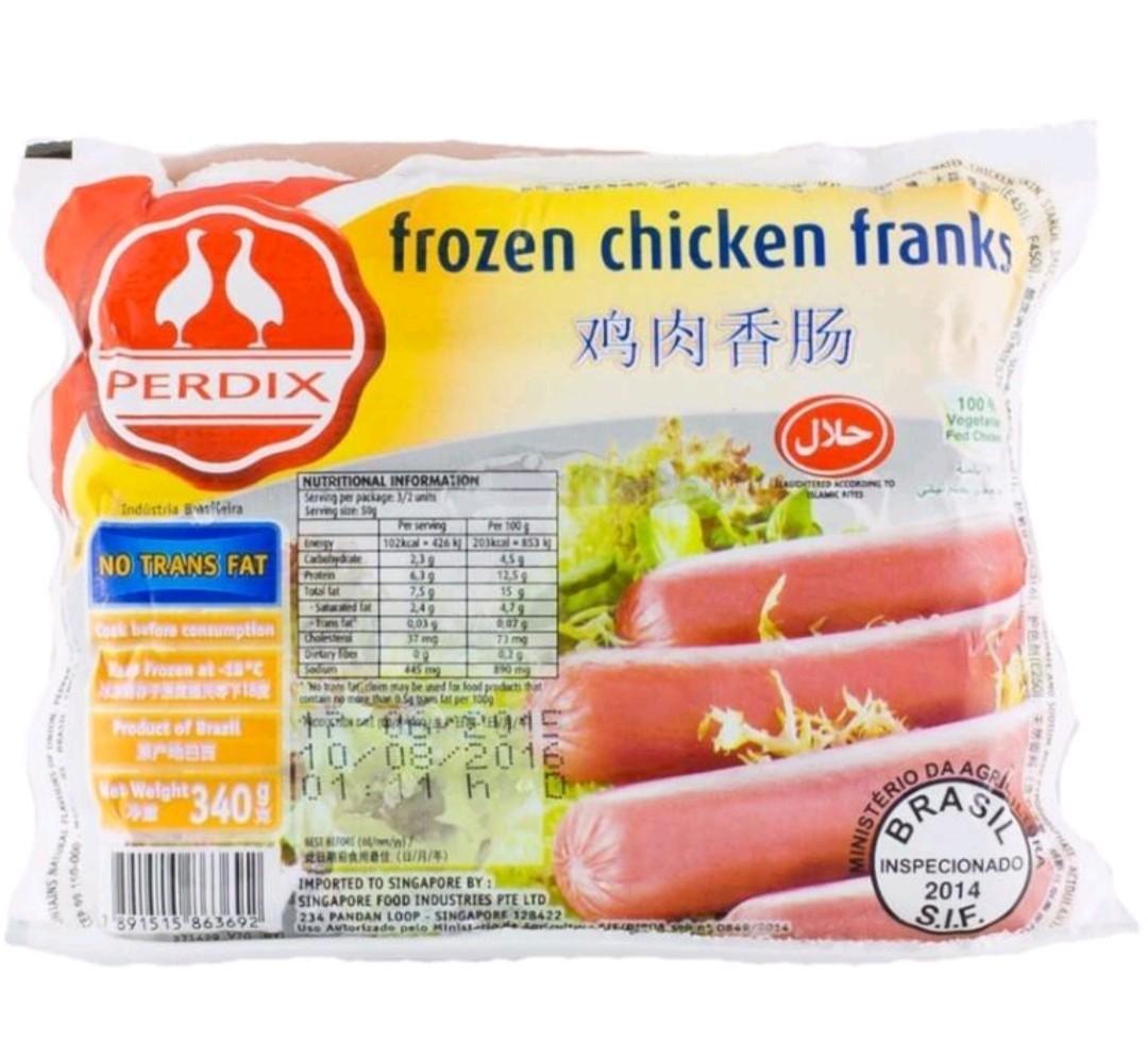 Perdix 340g Frozen Chicken Frank, Food & Drinks, Chilled & Frozen Food ...