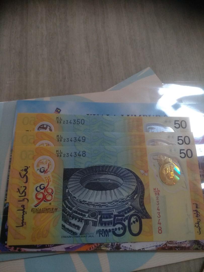 RM 50 SUKOM Commonwealth games 1998 commemorate banknotes with folder ...
