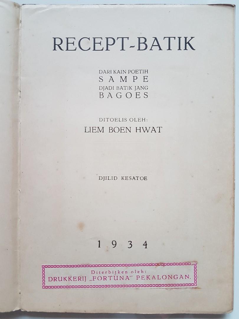 1934-1954 Indonesian books on Batik production, Hobbies & Toys, Books ...