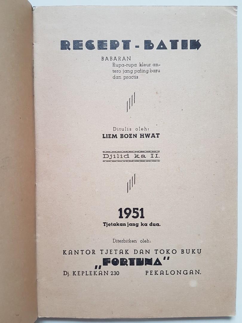 1934-1954 Indonesian books on Batik production, Hobbies & Toys, Books ...