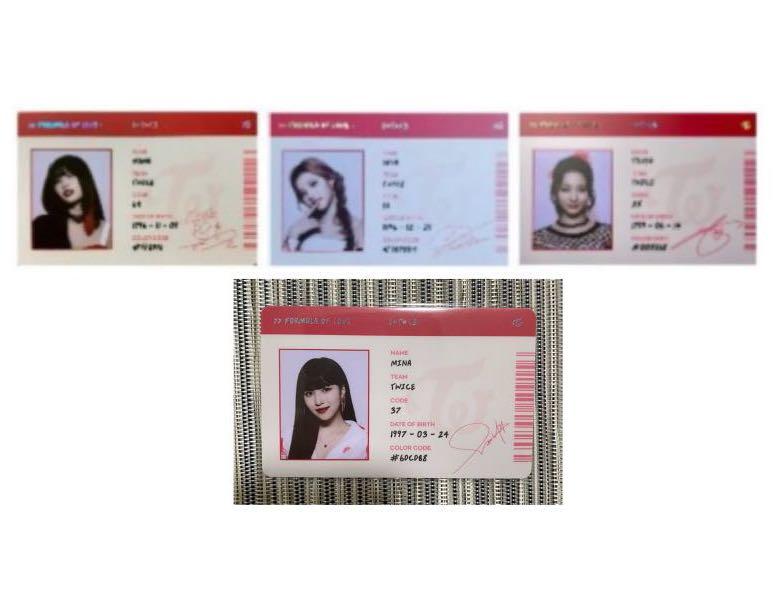 [WTT] TWICE FORMULA OF LOVE RED MINA ID CARD, Hobbies & Toys, Memorabilia & Collectibles, K-Wave ...