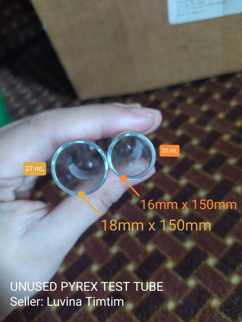 20mL Unused PYREX (glass) test tube, Health & Nutrition, Medical ...
