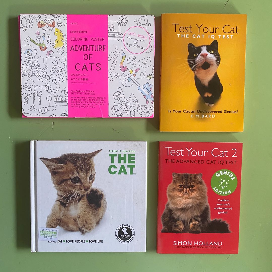 3 piece book collection on Cats + large unused cat coloring poster ...