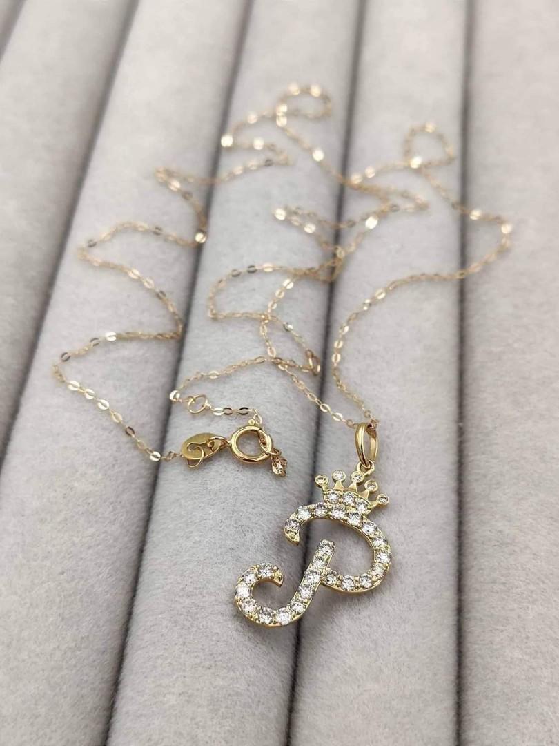 .500ct letter P cursive necklace, Women's Fashion, Jewelry & Organizers ...