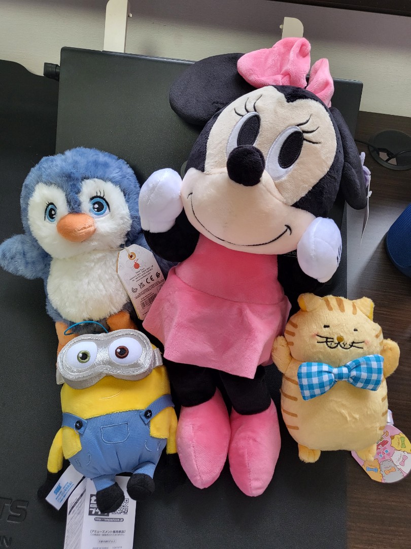 Bag of Soft Toys from timezone (Minnie, Minion, Penguin, Cat), Hobbies ...