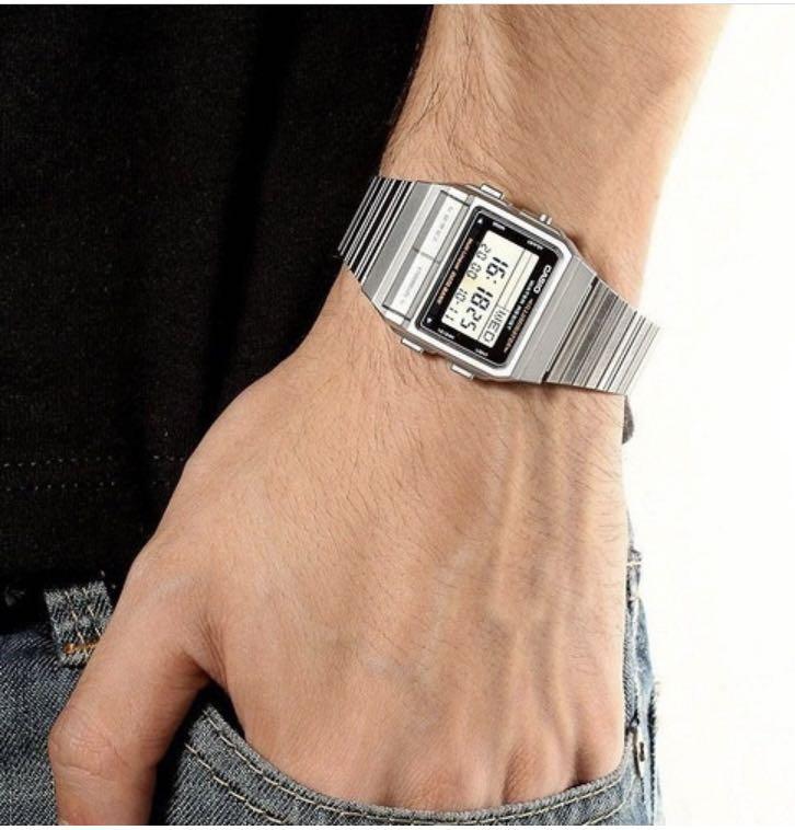 Casio vintage square frame silver watch , 男裝, 手錶及配件, 手錶 - Carousell