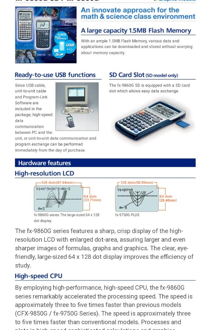 Casio fx-9860G SD Scientific/ Graphing Calculator, Computers & Tech ...