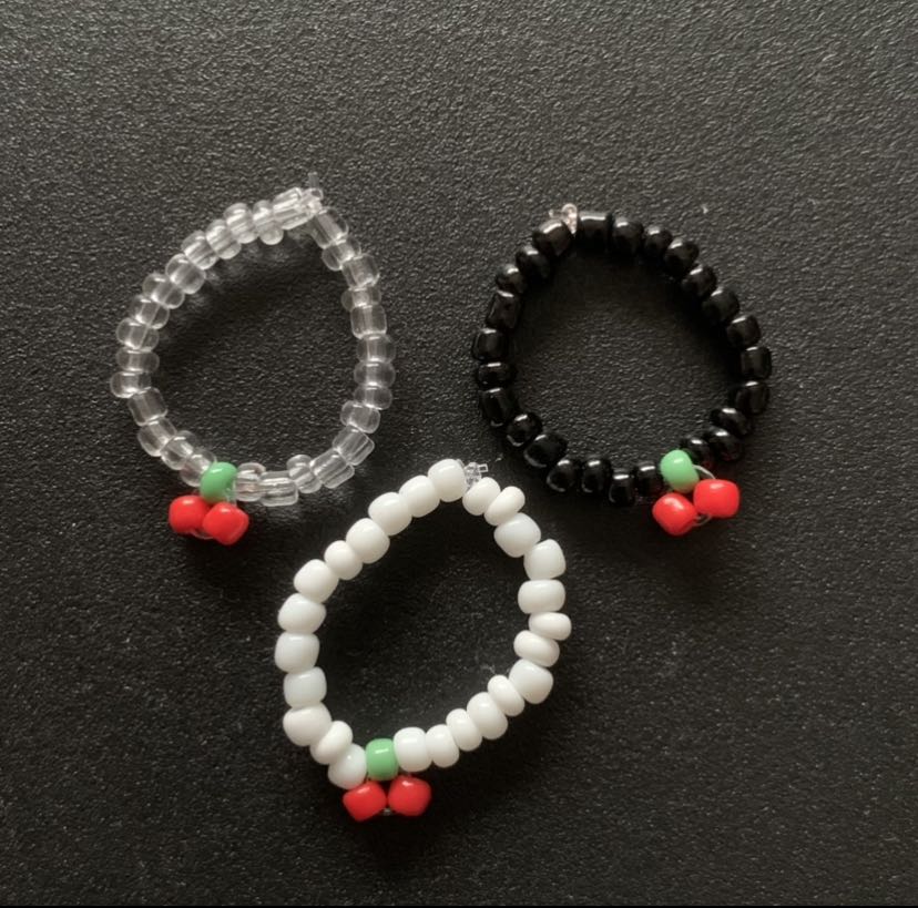 cherry beaded ring, Women's Fashion, Jewelry & Organisers, Rings on ...