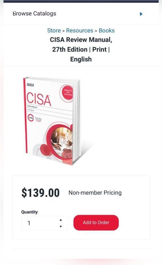 Cisa 27th Edition Review Manual, Hobbies & Toys, Books & Magazines ...