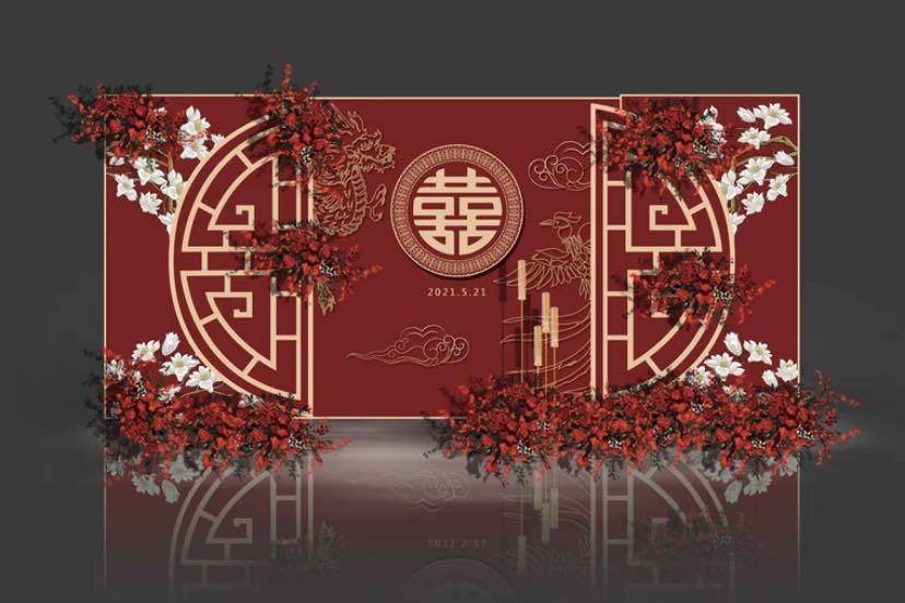 Customised Betrothal (Guo Da Li) Wedding Tea Ceremony Backdrop ...