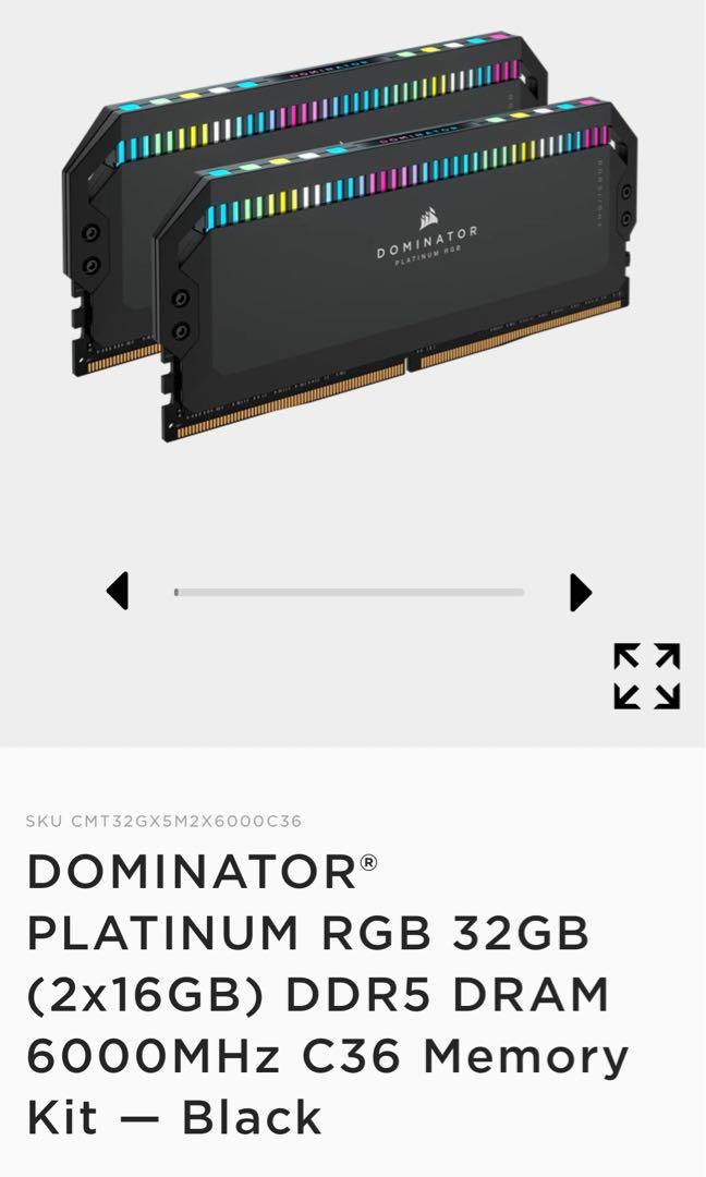 DOMINATOR® PLATINUM RGB 32GB (2x16GB) DDR5 DRAM 6000MHz C36 Memory Kit — Black, 電腦＆科技, 電腦周邊及配件 ...