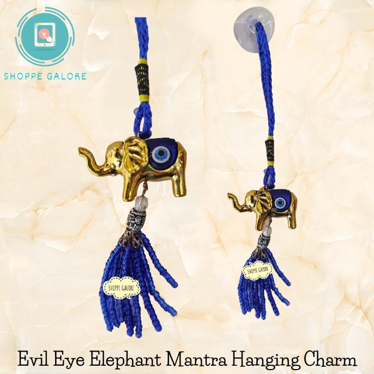 EVIL EYE MANTRA WITH ELEPHANT PROTECTION HANGING CHARM, Furniture ...