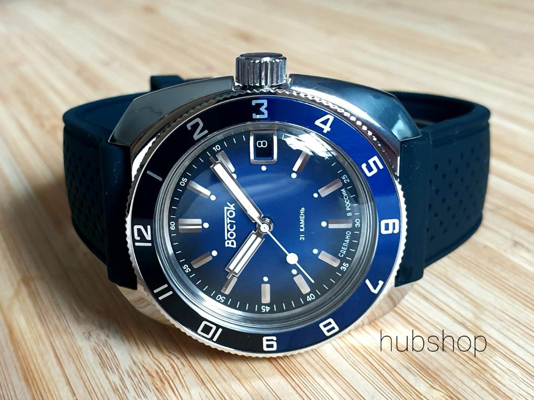 Vostok Amphibia Automatic Watch with blue dial. Add 30/- for modded ...