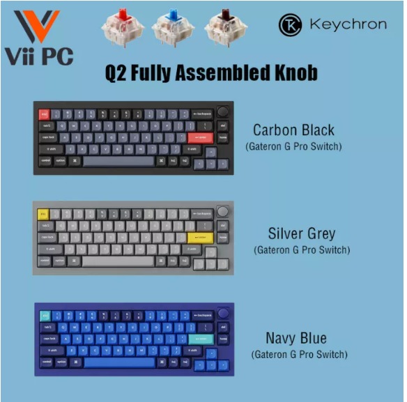 Keychron Q1/Q2 Fully Assembled Knob Gateron G Pro Switch QMK Custom Mechanical Keyboard ...