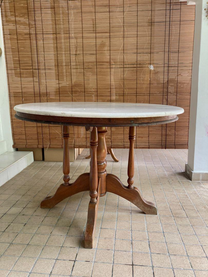 Peranakan marble table, Furniture & Home Living, Furniture, Tables ...