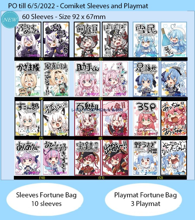 [PO till 5 May 2022 - AQA] Comiket Sleeves and Playmat Hololive Chole Kazama iroha Laplus suisei ...