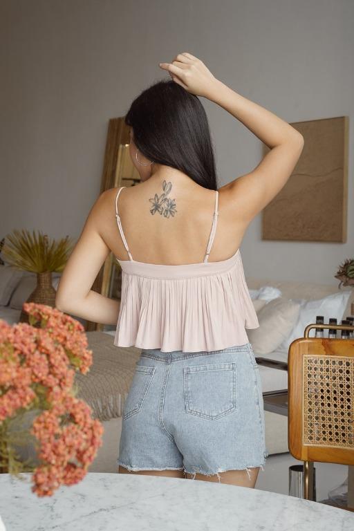 PRISSY PLEATED TOP IN BABY PINK (MIKAYLA), Women's Fashion, Tops ...