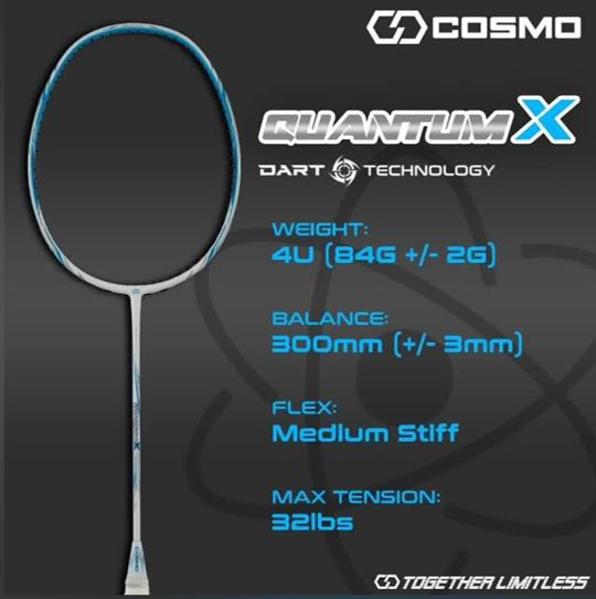 Badminton Racket Cosmo Quantum X , Sports Equipment, Sports & Games ...