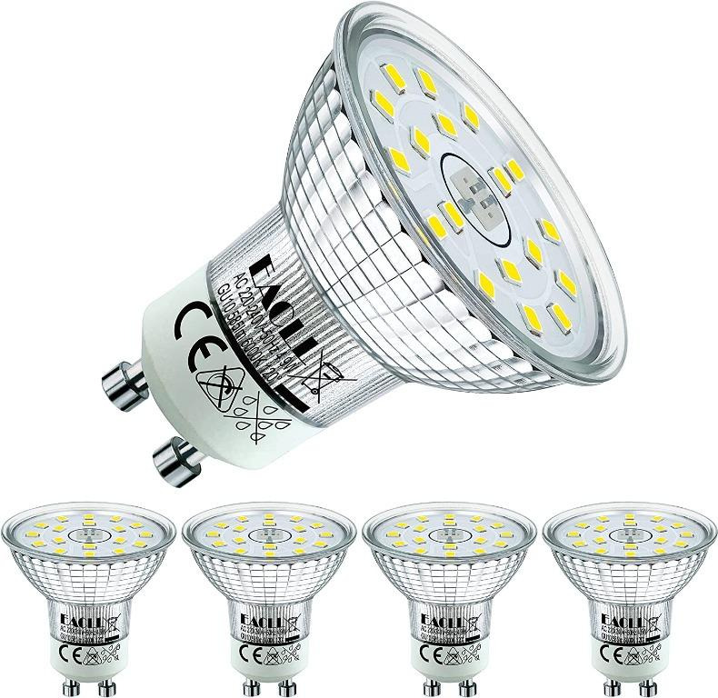 Re-stock! EACLL GU10 LED 5W 6000K Cool White Light Bulb 495 Lumen Bulbs ...
