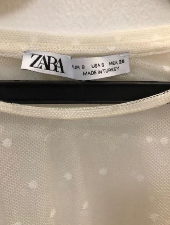 Transparent Zara White polka dot see through top Zara white top floral ...
