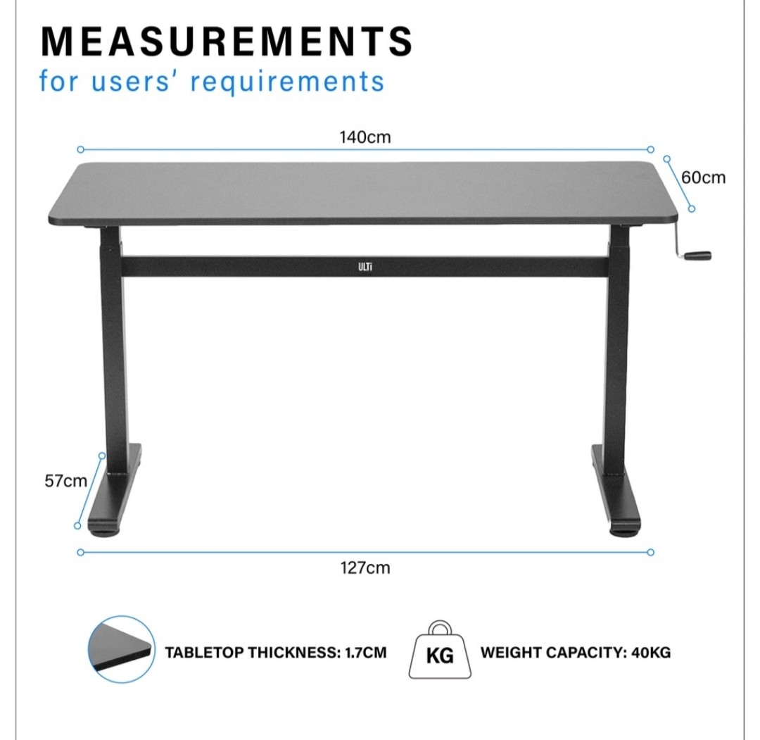 ULTi Height Adjustable Portable Standing Desk w/ Wheels, Hand Crank Sit ...