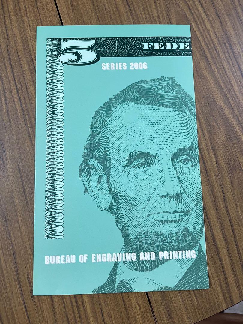 Un-cut US dollar USD 5 notes Series 2006, Hobbies & Toys, Collectibles ...