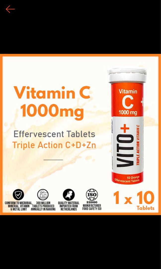 Vitamin C Triple Action Effervescent, Health & Nutrition, Health ...