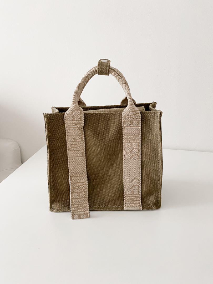 Zara Canvas Mini Tote Bag in Khaki Green, Women's Fashion, Bags ...