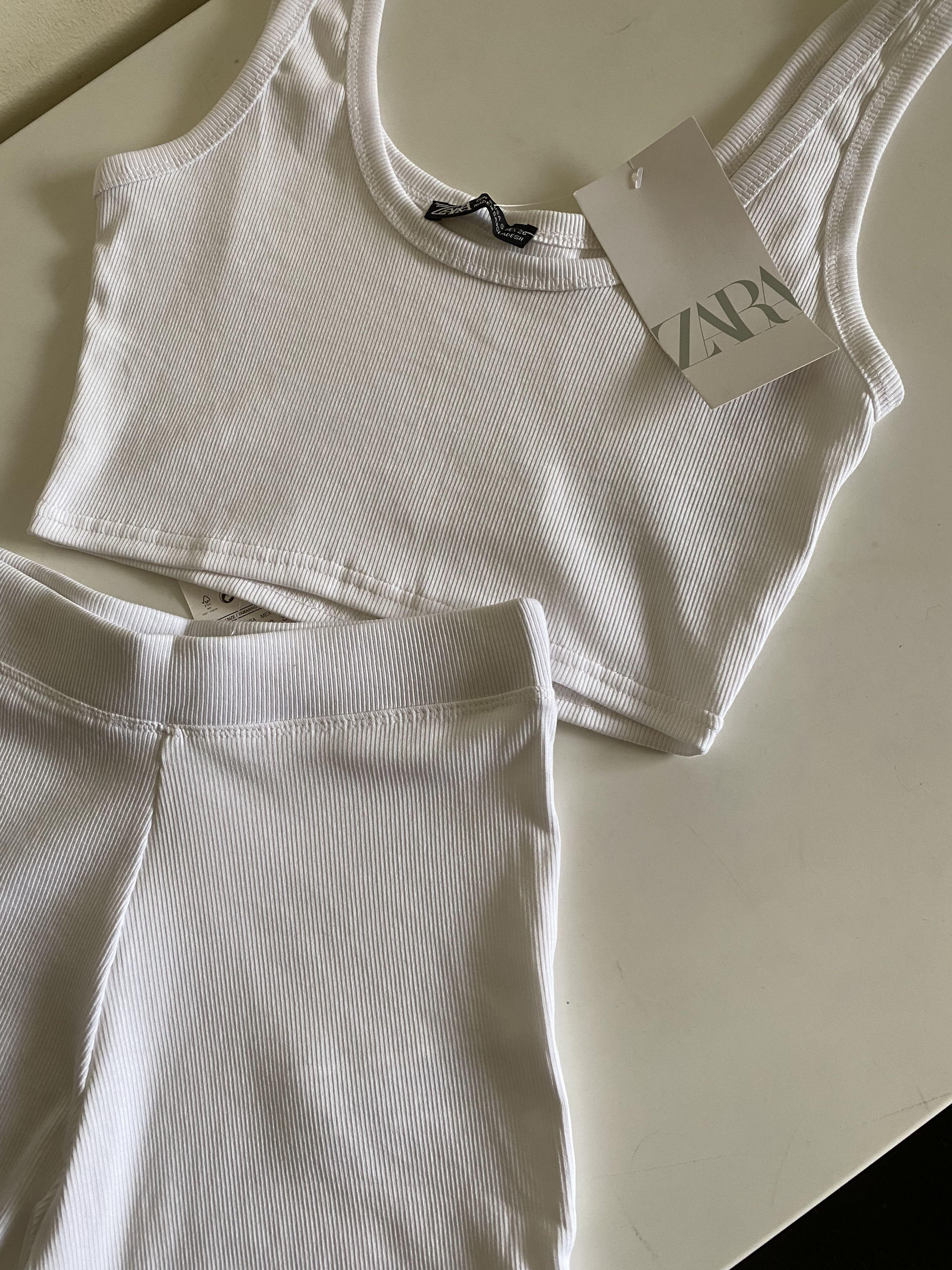 Zara Ribbed Coordinates Lounge Set in White, Women's Fashion, Dresses ...