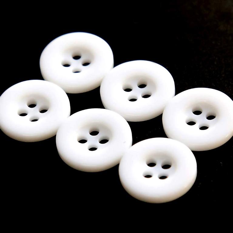 10 Pcs Kancing Resin Putih 9mm 0.9cm 4 Lubang Pakaian Kemeja Baju Hem ...