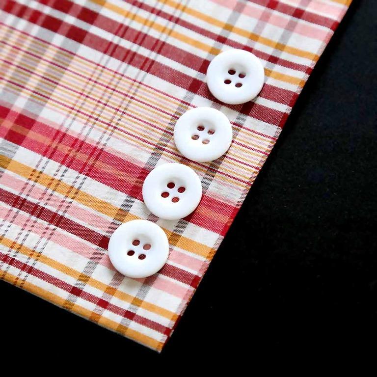 10 Pcs Kancing Resin Putih 9mm 0.9cm 4 Lubang Pakaian Kemeja Baju Hem ...