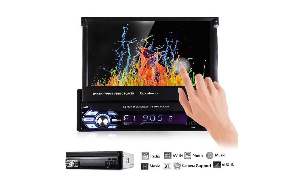 13432) Single Din Flip Touch Screen Stereo,in Dash 1080P Retractable ...