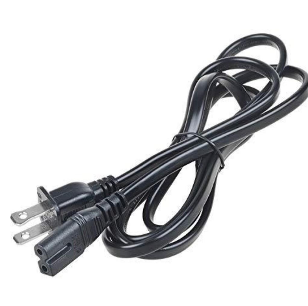 2 Prong 2 Pin Power Supply AC Adapter Cable Cord Black 1.5 meter long ...