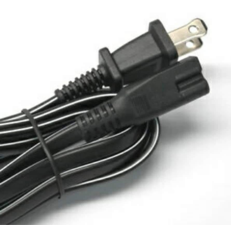 2 Prong 2 Pin Power Supply AC Adapter Cable Cord Black 1.5 meter long ...