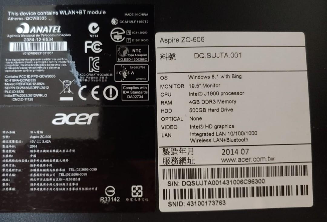 Acer AIO computer Aspire ZC-606, Computers & Tech, Desktops on Carousell