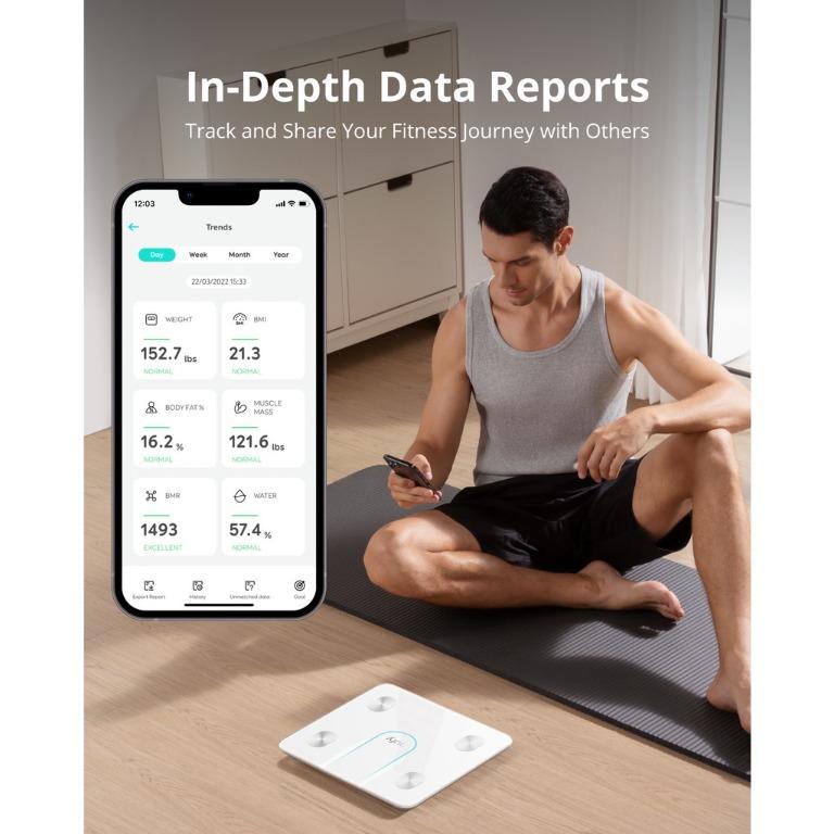 Anker eufy Smart Scale P2, Wi-Fi, Bluetooth, IPX5 Waterproof, Smart ...