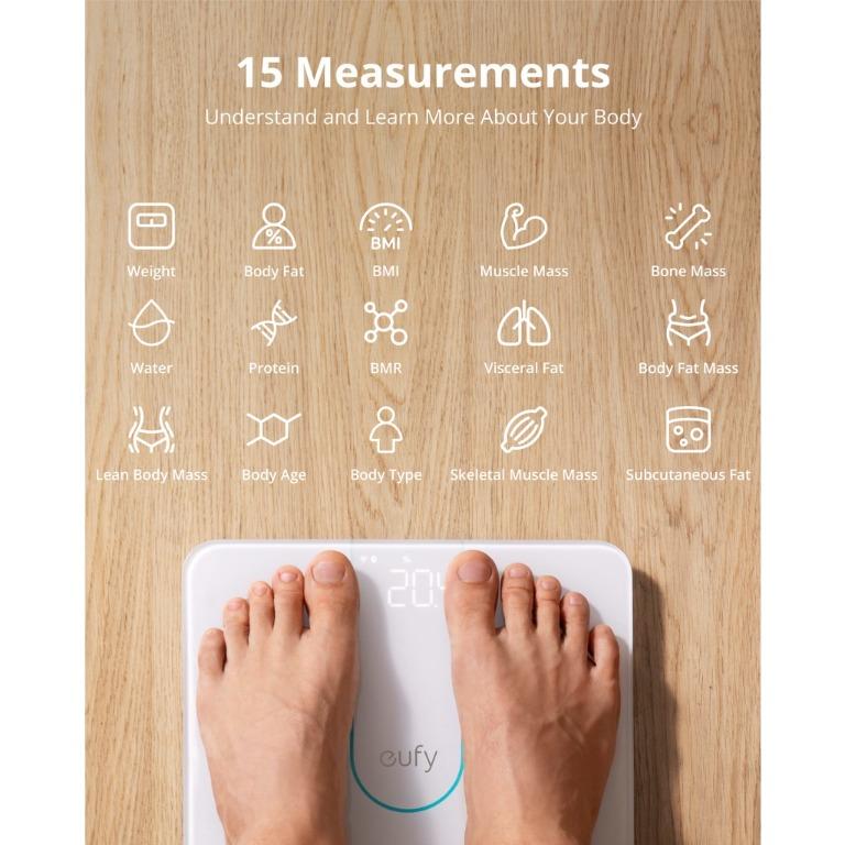 Anker eufy Smart Scale P2, Wi-Fi, Bluetooth, IPX5 Waterproof, Smart ...
