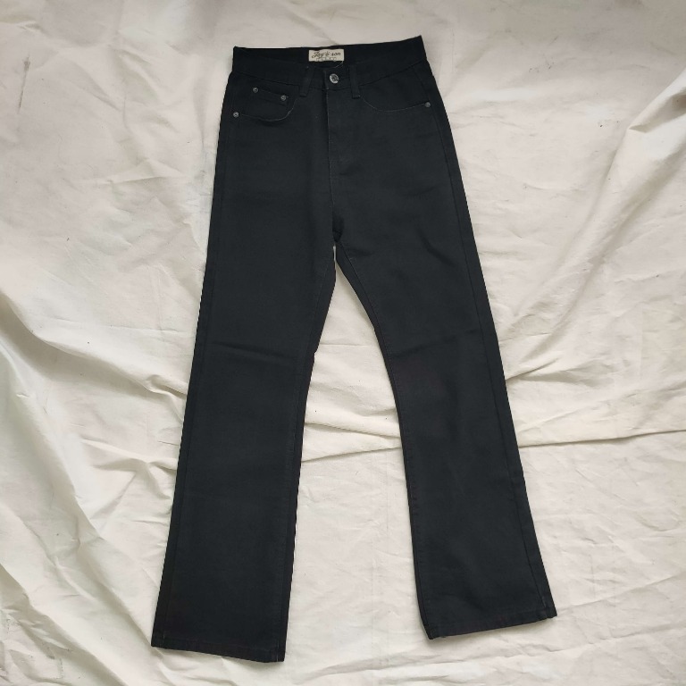 Black Basic Plain Jeans Jayson Lucky Straight Pants, Women's Fashion ...