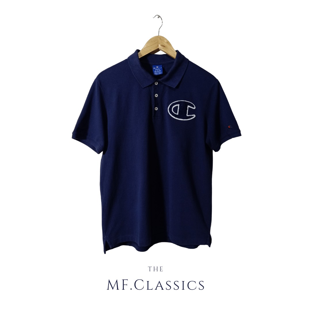 Champion Polo Shirt with Gamuza Logo (Blue) - 27 L 21 W, Men's Fashion ...