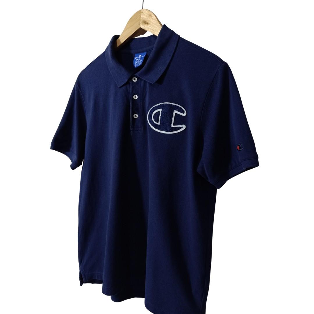 Champion Polo Shirt with Gamuza Logo (Blue) - 27 L 21 W, Men's Fashion ...
