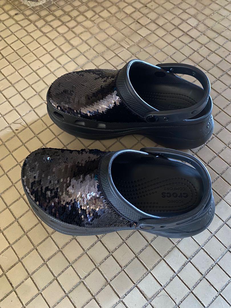 Crocs clog with sequin, Women's Fashion, Footwear, Sandals on Carousell